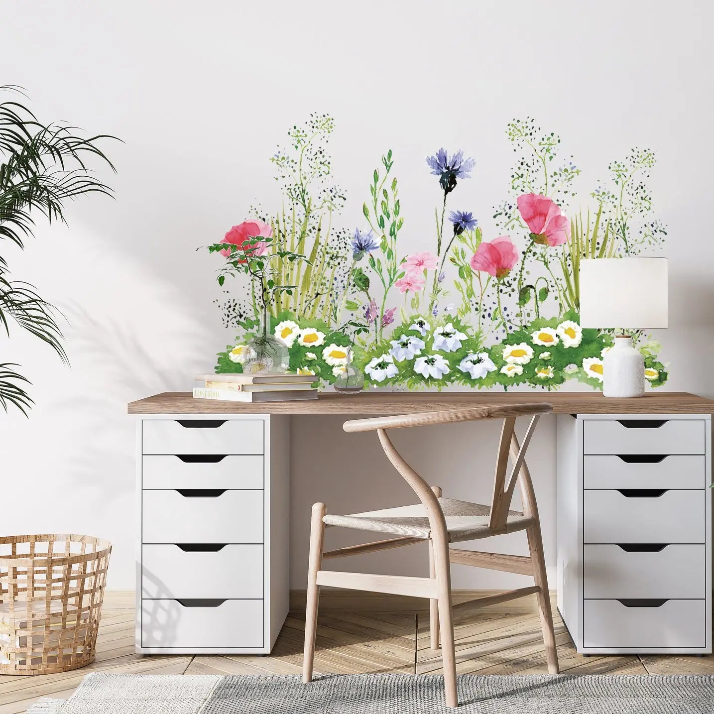 Watercolour Meadow Wall Border Decal - 100 x 120cm| e-bargains.co.uk